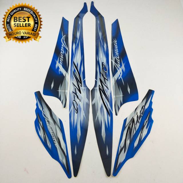 Jual stiker striping motor yamaha mio 2009 biru list body standar ...