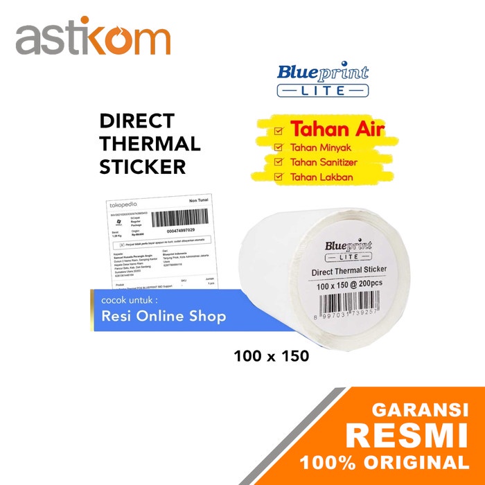 Jual BLUEPRINT Lite Direct Thermal Sticker Label Resi 100x150 mm 200Pcs | Shopee Indonesia