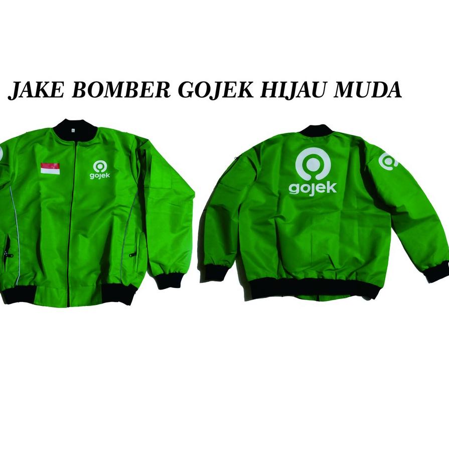 Jual jaket bomber ojol gojek hijau muda 1 sisi logo baru murah | Shopee ...