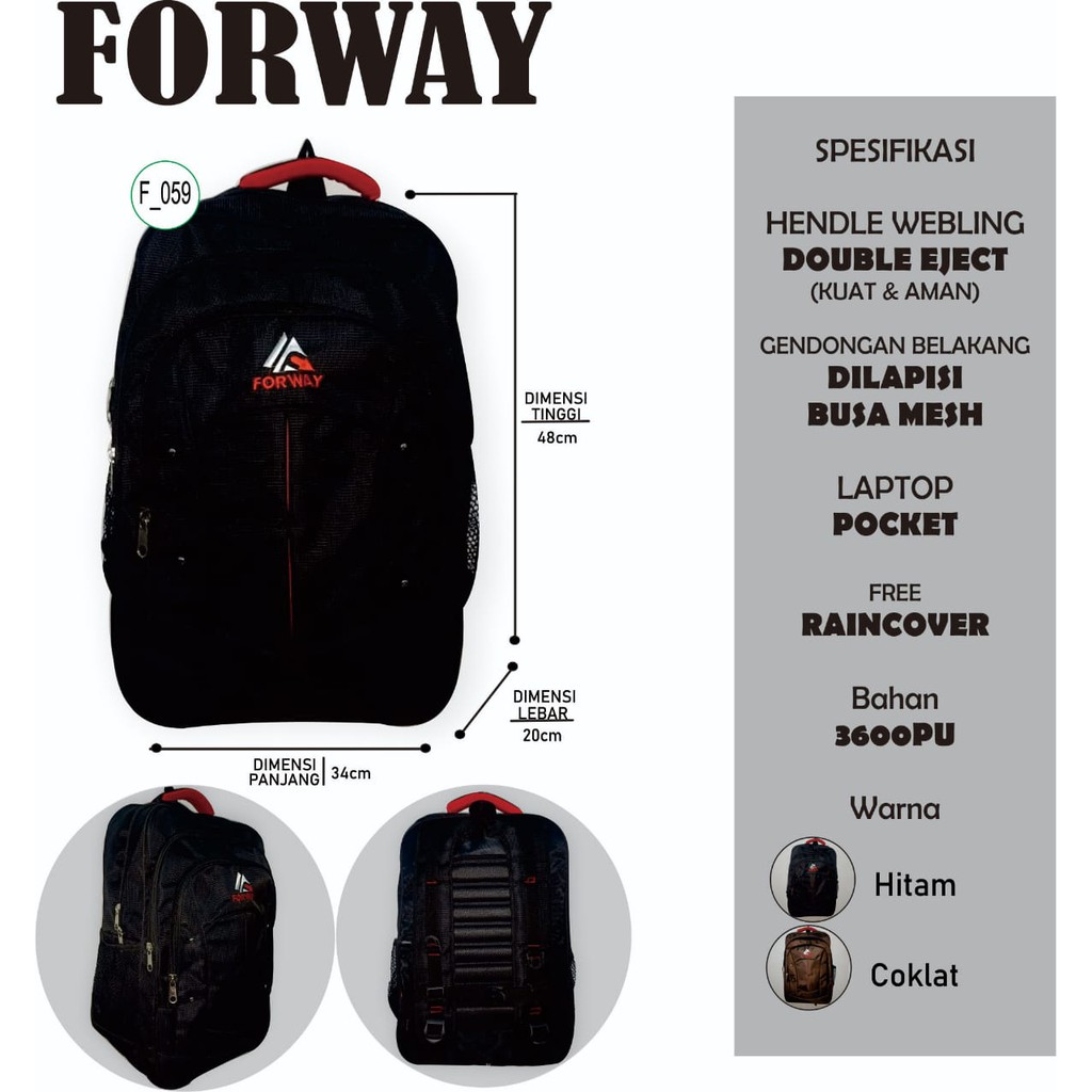 Jual FORWAY KODE F_059 (TAS RANSEL/ TAS PUNGGUNG/ TAS COWOK) | Shopee ...