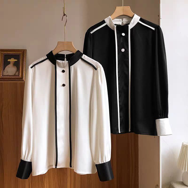 Jual [COD] KEMEJA PUTIH WANITA BAHAN WOLFIS | BLOUSE KOREA HITAM PUTIH | KEMEJA KOREA | BAJU ...