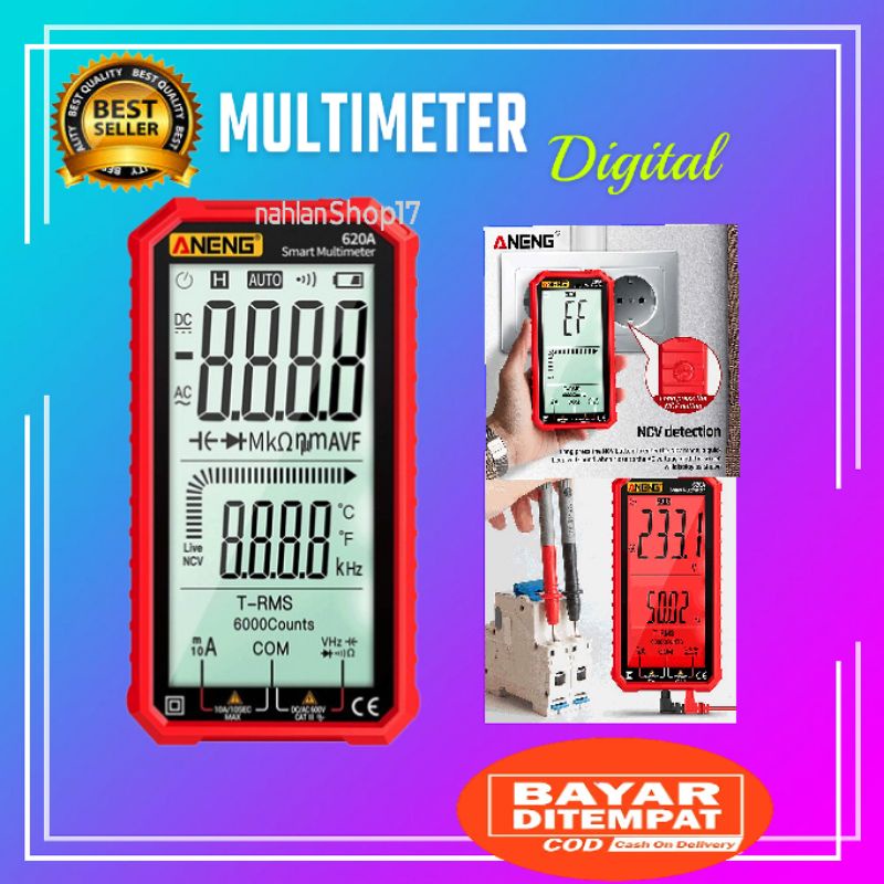 Jual DIGITAL MULTIMETER FULL SCREEN VOLTAGE TESTER ORIGINAL ANENG 620A ...