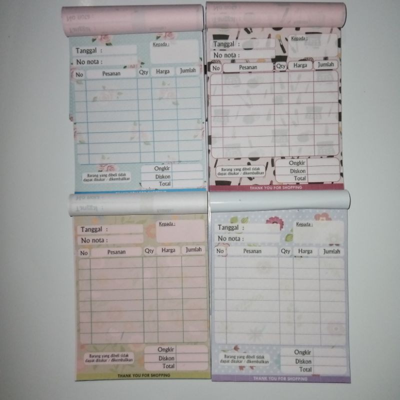 Jual Buku Nota Billing Penjualan Polos Motif Shabby dan Skincare Shop ...