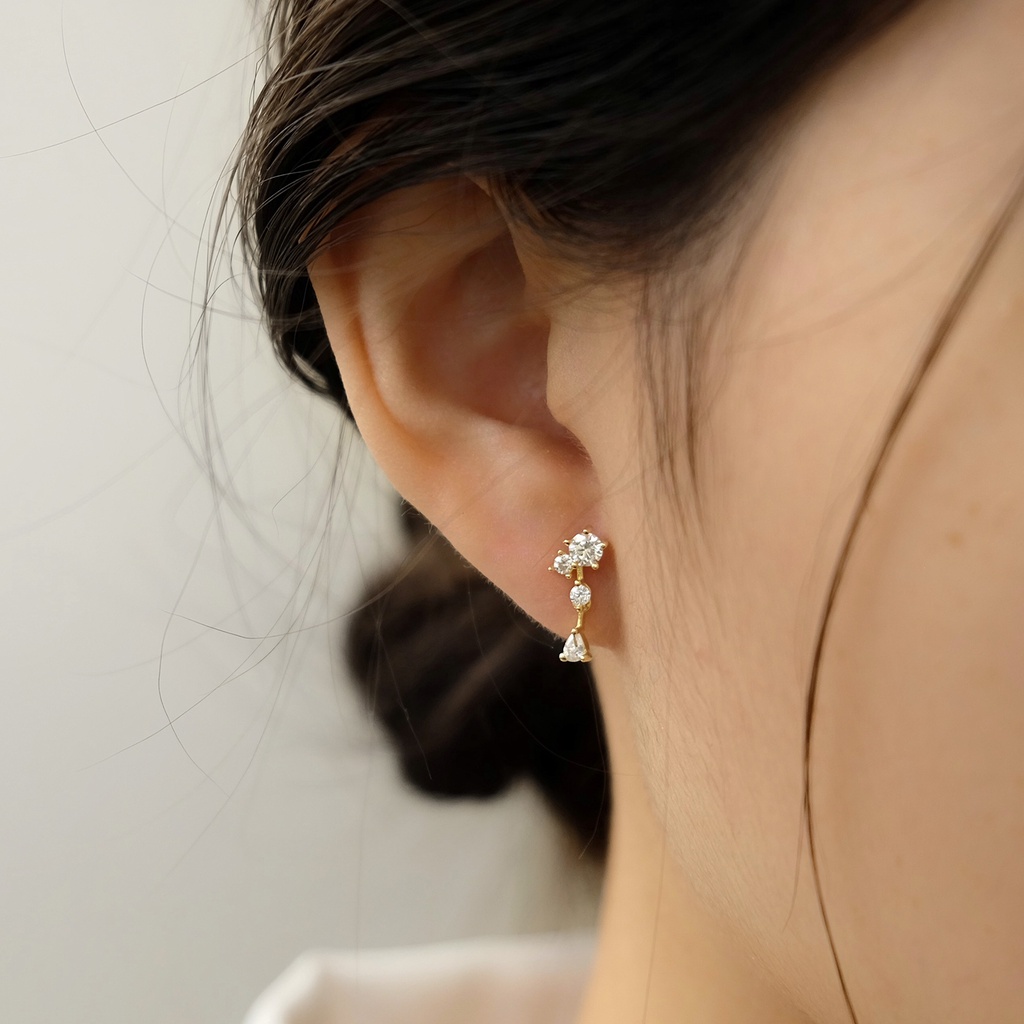 Jual Galaxy Dainty Zirconia Stud Earrings — 14K Gold Plated S925 Sterling Silver Anting Stud ...