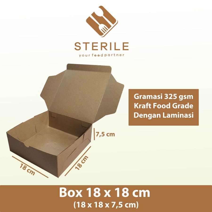 Jual kotak nasi 18x18 cm TEBAL 325 gsm / catering box / dus nasi 18x18 ...