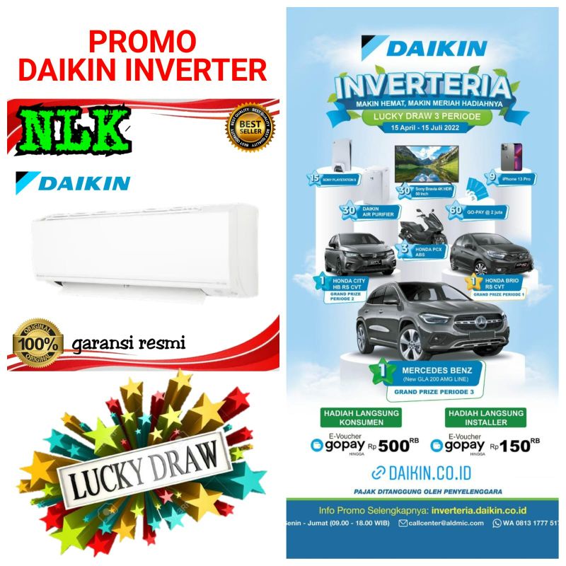 Jual AC DAIKIN 3/4 pk DAIKIN FTKC 20 SMILE INVERTER STKC 3/4 pk ...