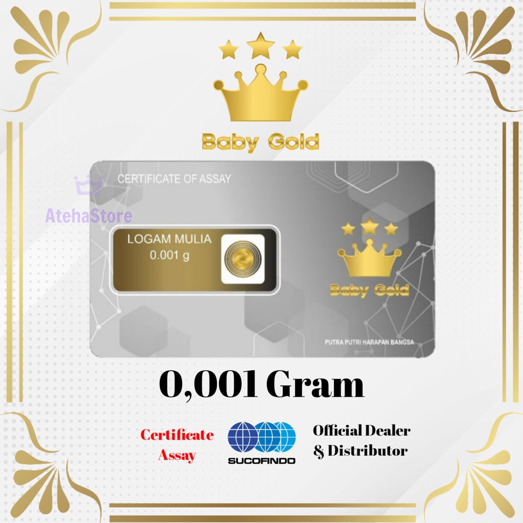 Jual BabyGold/Minigold/Emas mini/Souvenir emas 0,001 Gram 24 karat ...