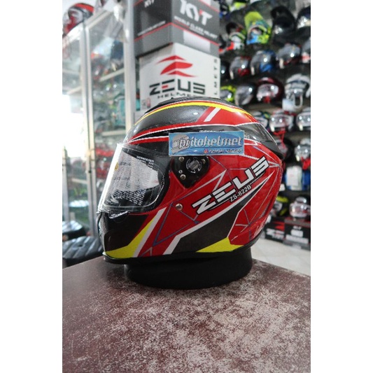 Jual Zeus 822B Red A022 Dark Silver Flat Visor Free Dark Visor | Shopee ...