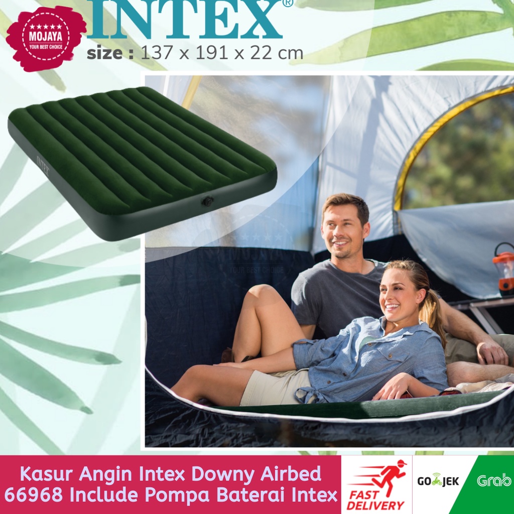 Jual Kasur Angin Intex Downy Airbed 66968 Include Pompa Baterai Intex ...