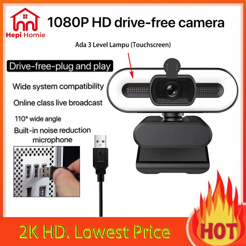 Jual F11 PRO WEBCAM 2K FULL HD WEB CAM LED CAMERA COMPUTER RINGLIGHT ...