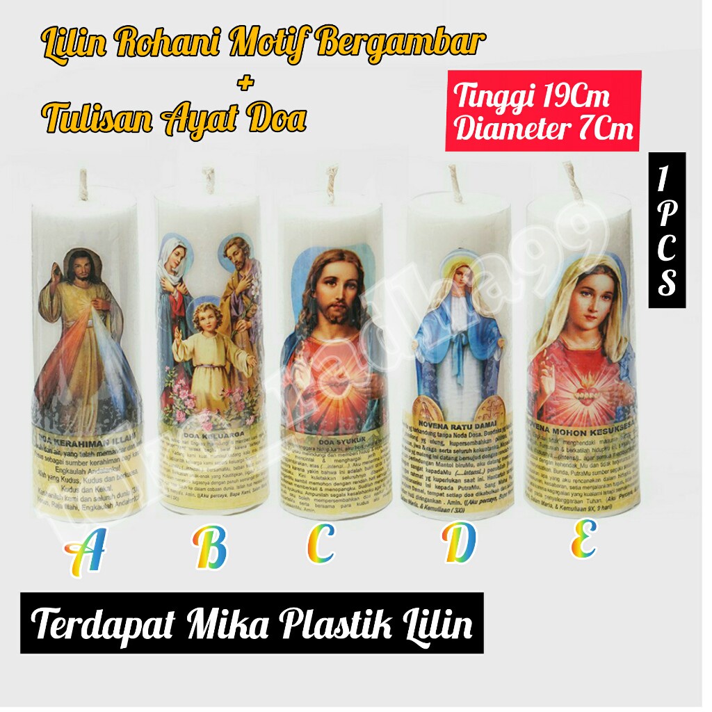 Jual Lilin Rohani Candle Doa Gereja Paskah Putih Motif Bergambar ...