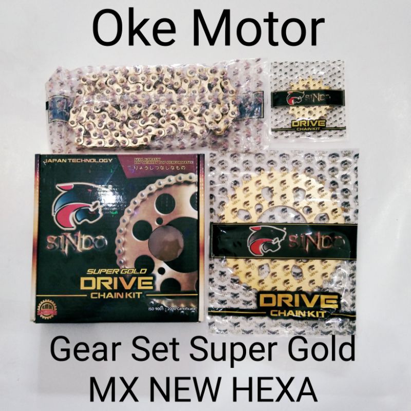Jual Gear set super gold Jupiter MX New HEXA 428H-122-14T/38T | Shopee ...