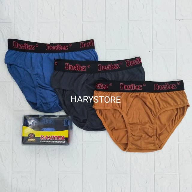 Jual Sempak celana dalam pria cowok karet boxer 1 box isi 3 Davitex M L ...