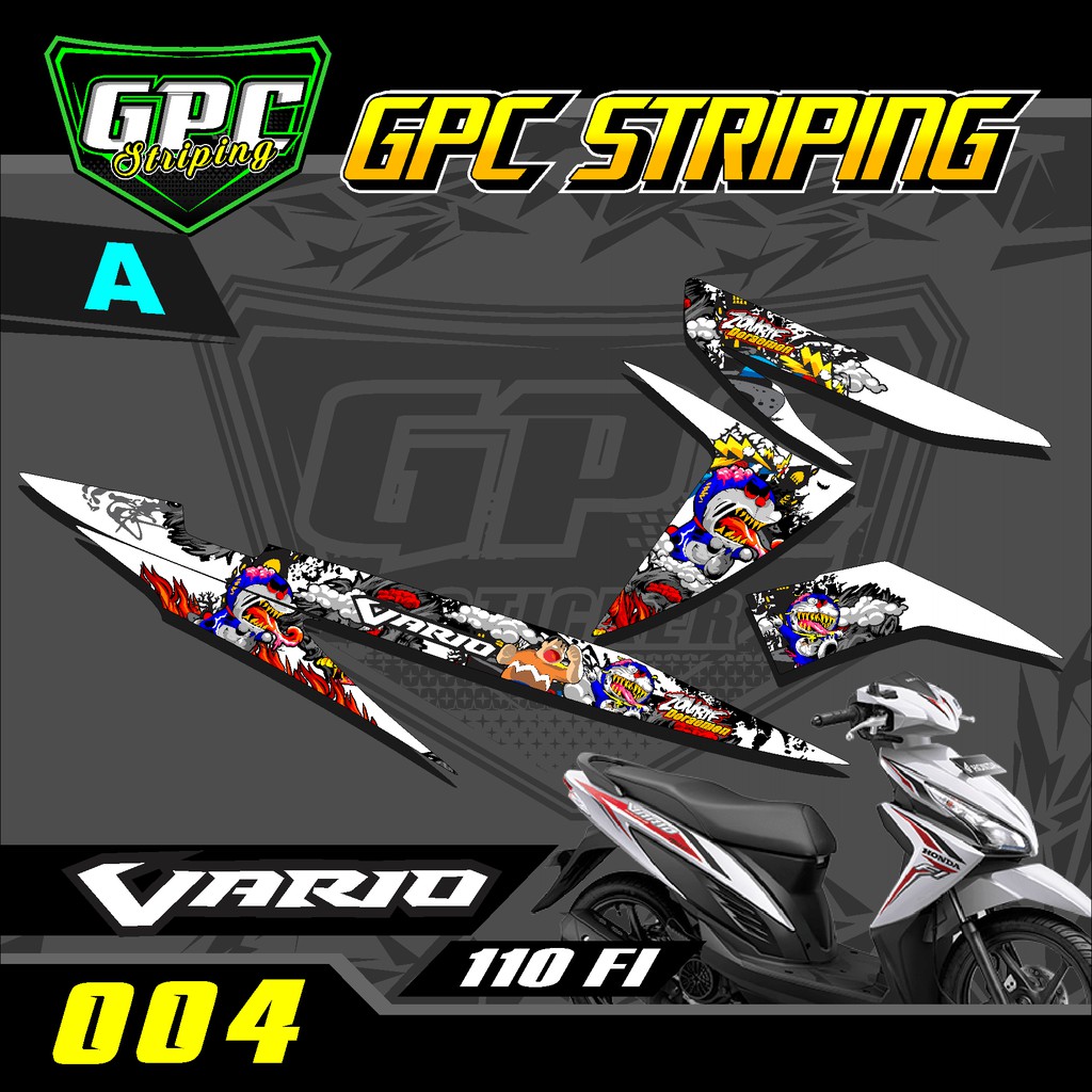 Jual Sticker Striping Stiker Lis Variasi Vario 110 desain Doraemon zombie 004 | Shopee Indonesia