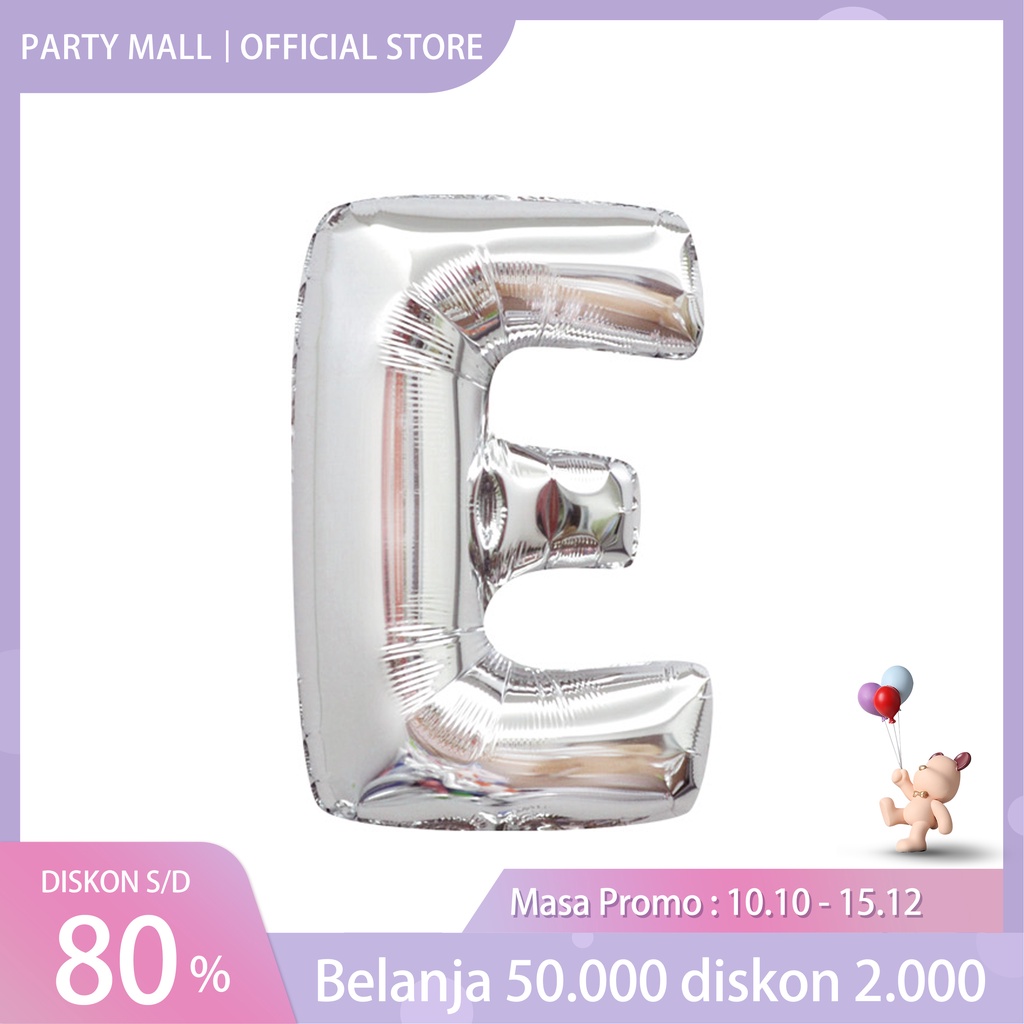 Jual Balon Foil Huruf Silver 16 Inch 40cm Abjad Alphabet A-Z Balon Foil ...