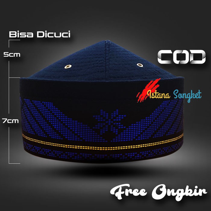 Jual Peci Songkok Kopiah Bulat HItam Motif Tenun Songket Dewasa Anak ...