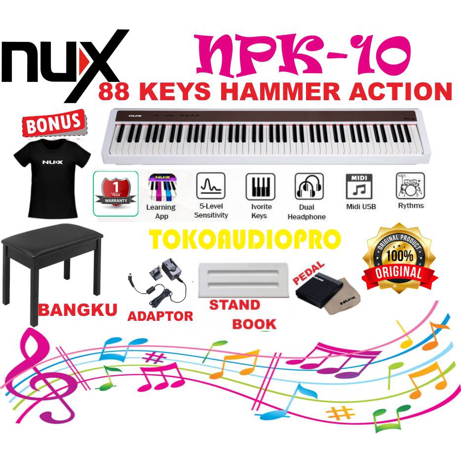 Jual Nux NPK10 NPK-10 Smart Digital Piano with Hammer Action | Shopee ...