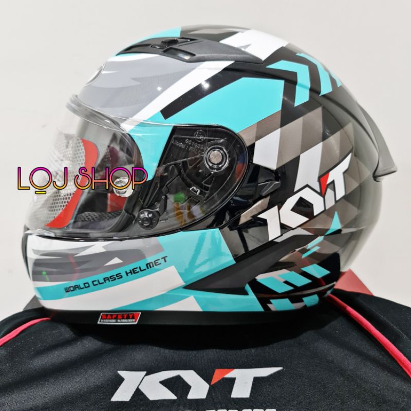 Jual HELM KYT FALCON FR DOUBLE VISOR FLOW BLACK AQUA BLUE FULL FACE ...