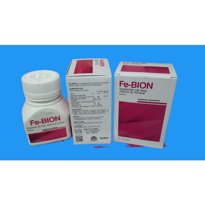 Jual Fe-Bion Kapsul Suplemen Zat Besi, Vitamin dan Mineral Per Box isi ...