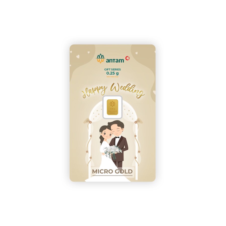Jual Micro Gold Antam GIFT SERIES Happy Wedding 0.25 GR | Shopee Indonesia