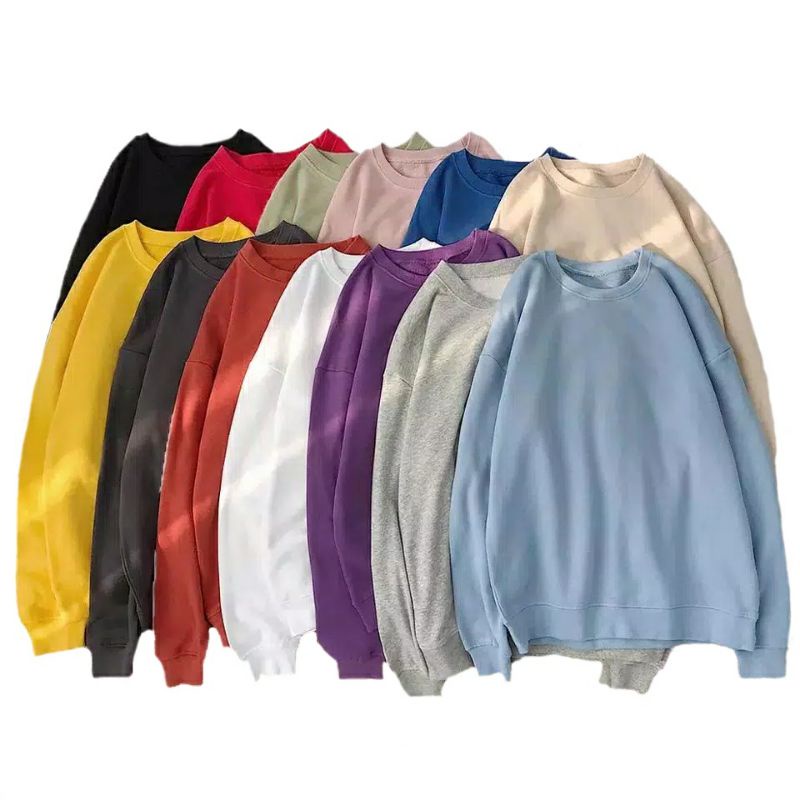 Jual SWEATER CREWNECK POLOS M-L-XL-XXL "UNISEX BASIC SWEATER POLOS PRIA ...