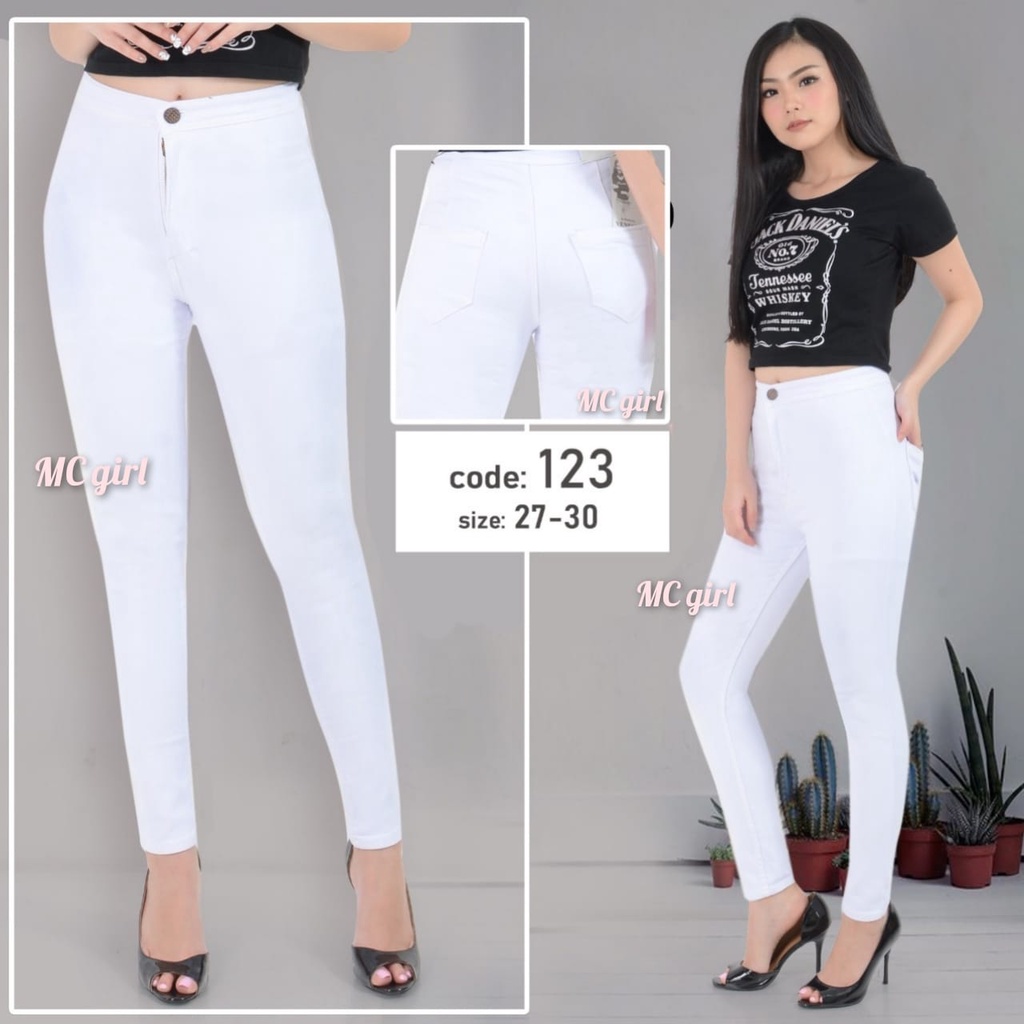 Jual ( Size 27 - 34 ) MC girl - Celana Jeans Highwaist Putih Wanita ...