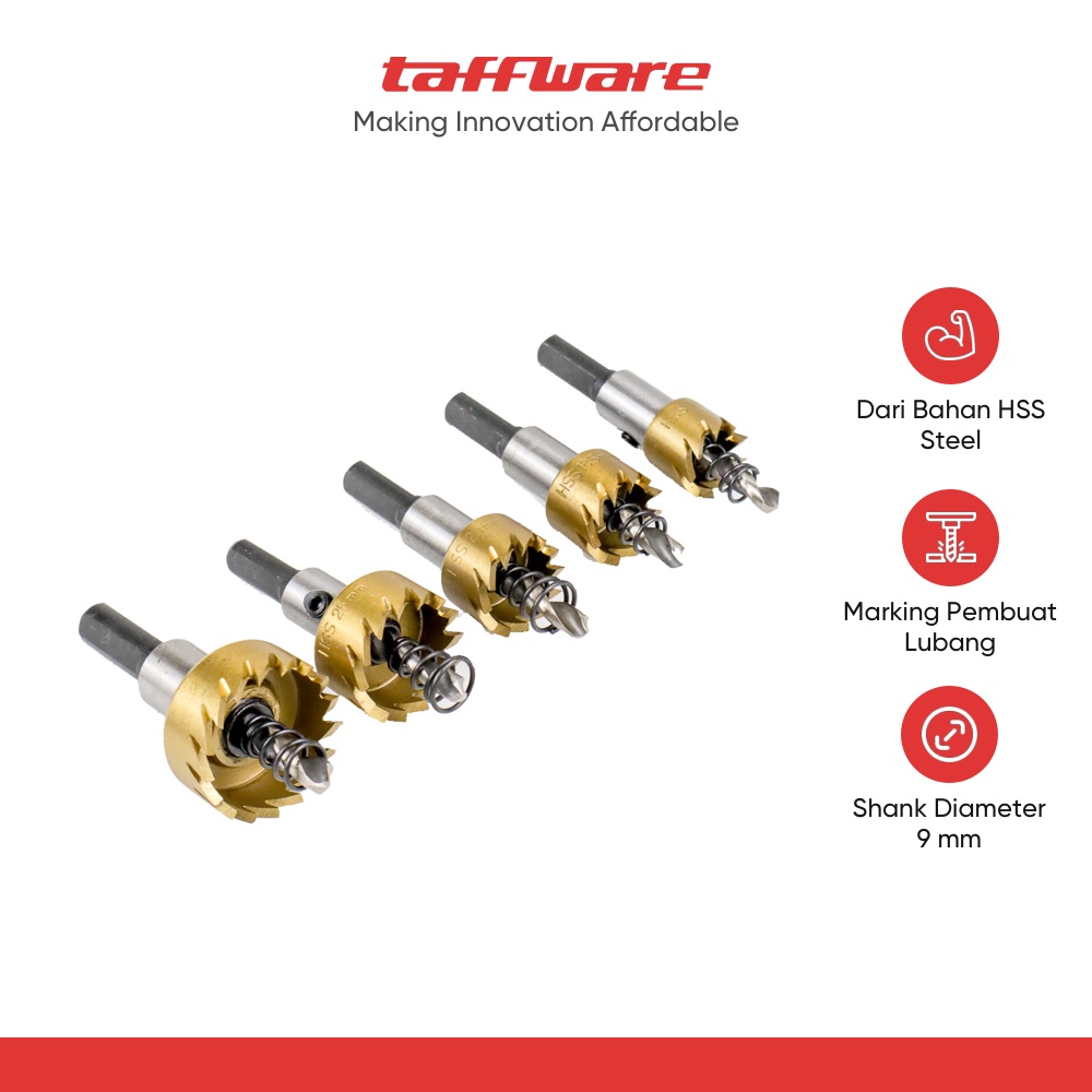 Jual Taffware Mata Bor Carbide Tip Wood Metal Hole Cut 5 PCS - EPC-PIT-20P | Shopee Indonesia