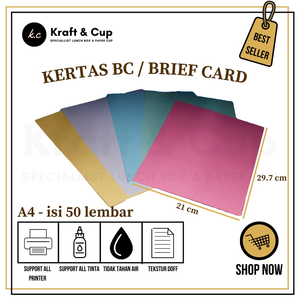 Jual [50 LBR] Kertas BC A4 160 gsm Kertas Brief Card A4 Kertas Gambar ...