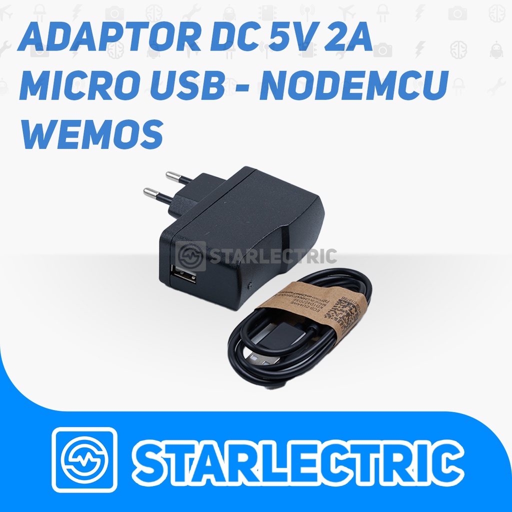 Jual Adaptor 5V 2A Micro USB Nodemcu Arduino Leonardo Wemos | Shopee ...