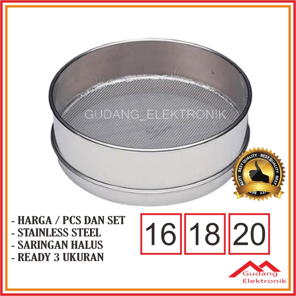 Jual Ayakan Tepung Stainless Steel Halus Bulat / Saringan Tepung Terigu ...