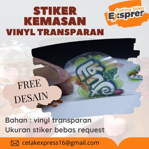 Jual Stiker cutting label kemasan makanan minuman Vynil Transparan A3 ...