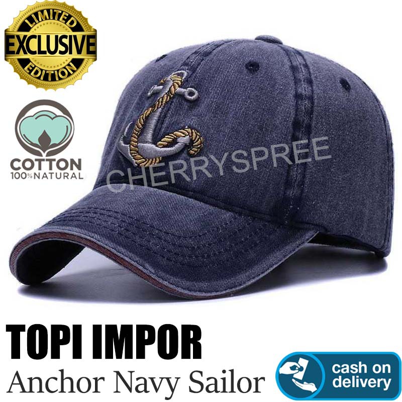 Jual Orlando ANCHOR Navy Sailor Topi 4D Embroidery Bahan Katun Topi ...