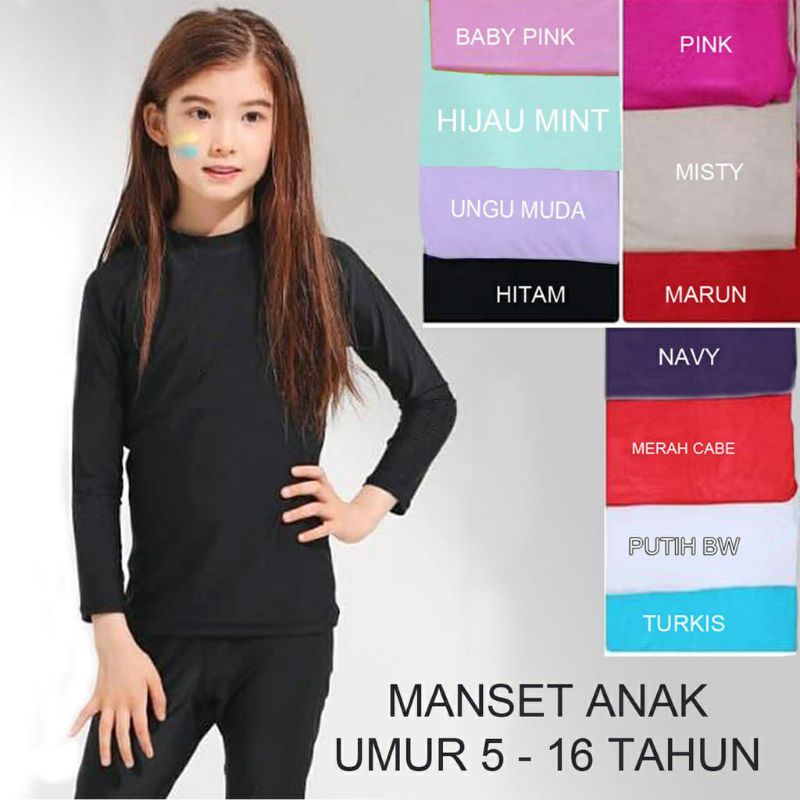 Jual Baju Manset ANAK Perempuan/ Kaos Anak Lengan Panjang/Mangset Anak ...
