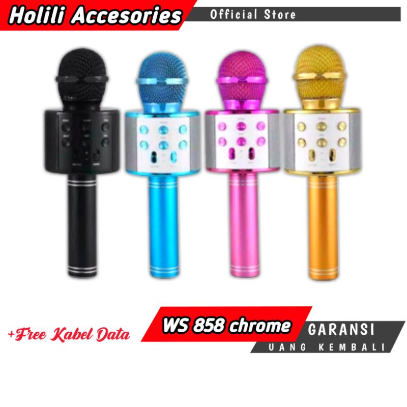 Jual Mic Karaoke Wireless Bluetooth WS-858 Smule Microphone | Shopee Indonesia