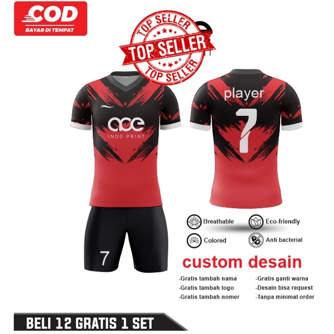 Jual Baju Kaos Jersey Futsal Sepak Bola Custom ( free desain, logo ...