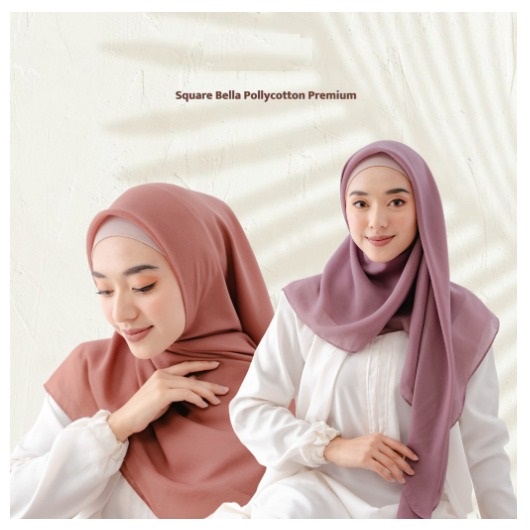 Jual Jilbab Segiempat Polos BELLA SQUARE WARNA PREMIUM Pinggiran Necis Uk 110 x 110cm / Hijab ...