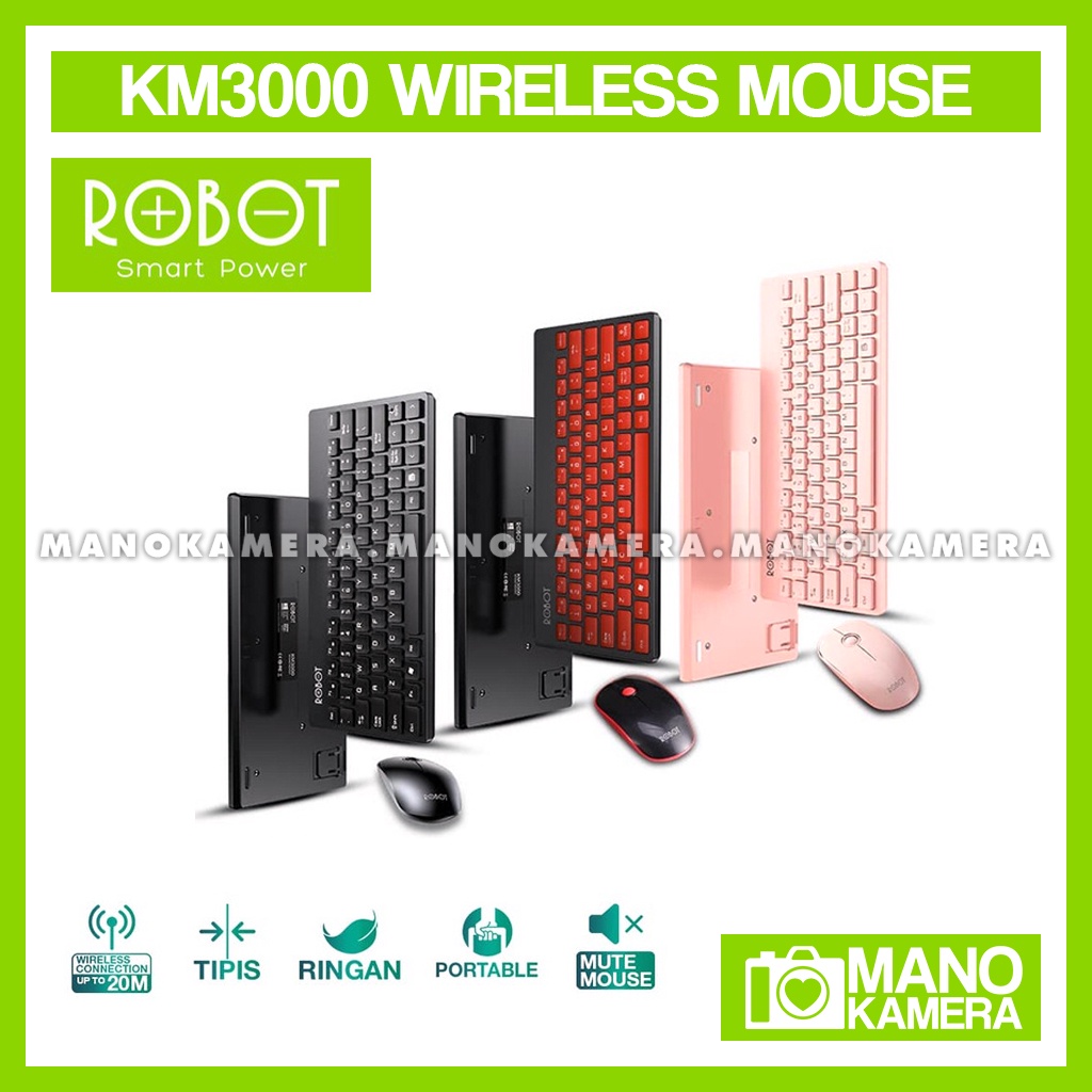 Jual ROBOT KM3000 Portable Mini Wireless Keyboard and Mouse Combo ...