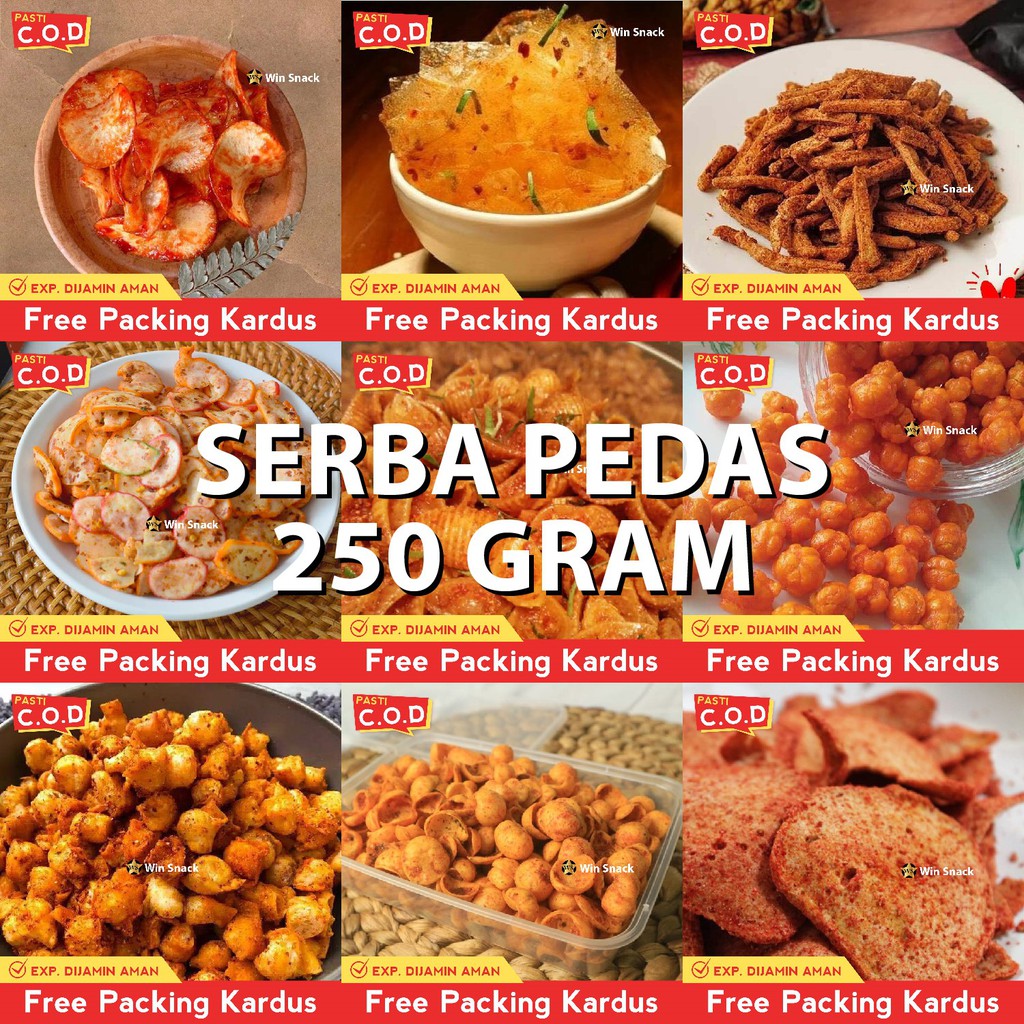 Jual TERLARIS snack kiloan makanan ringan serba pedas 250 gram jajanan ...