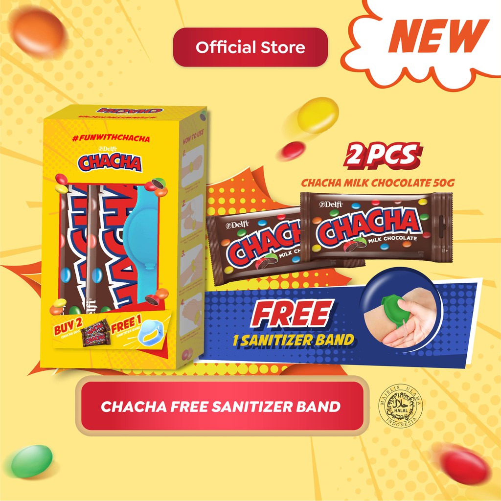 Jual Chacha Milk Chocolate 50 gr x2 Free Sanitizer Band | Shopee Indonesia