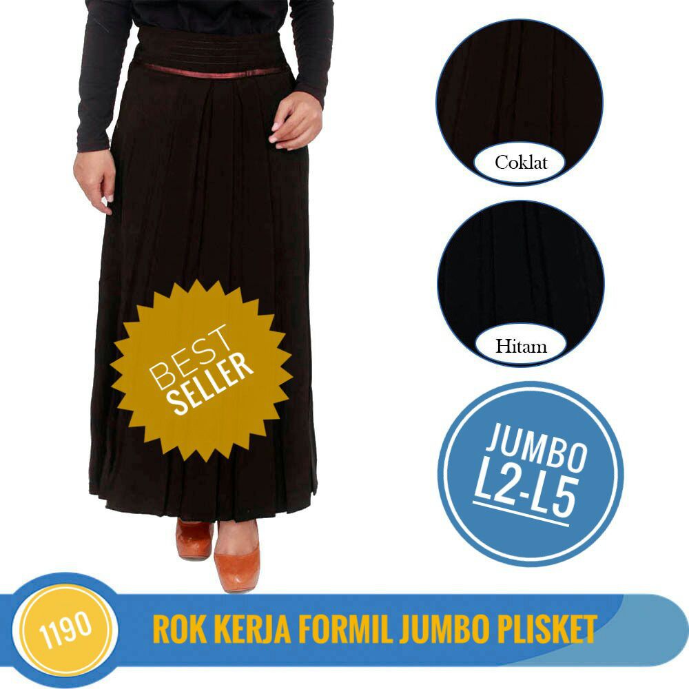 Jual Rok Kerja Jumbo Bahan Ferari - Rok Kerja Panjang Ukuran Jumbo XXL ...