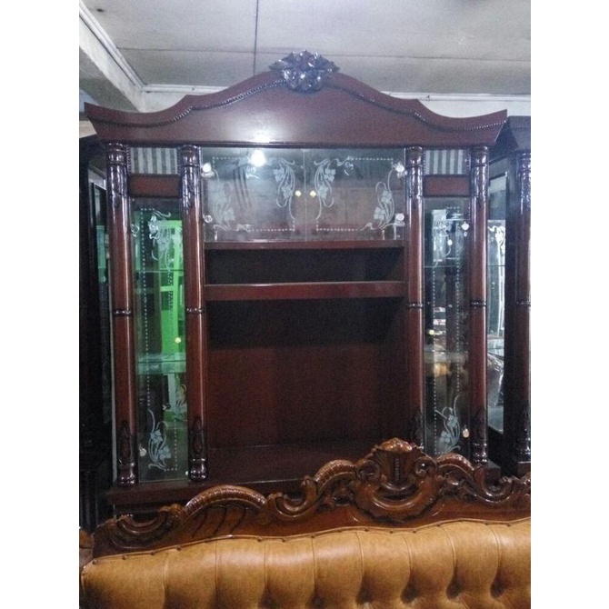 Jual Bufet Lemari Pajangan Tv Kaca Sk 4 Pintu Natural, Bupet Model ...