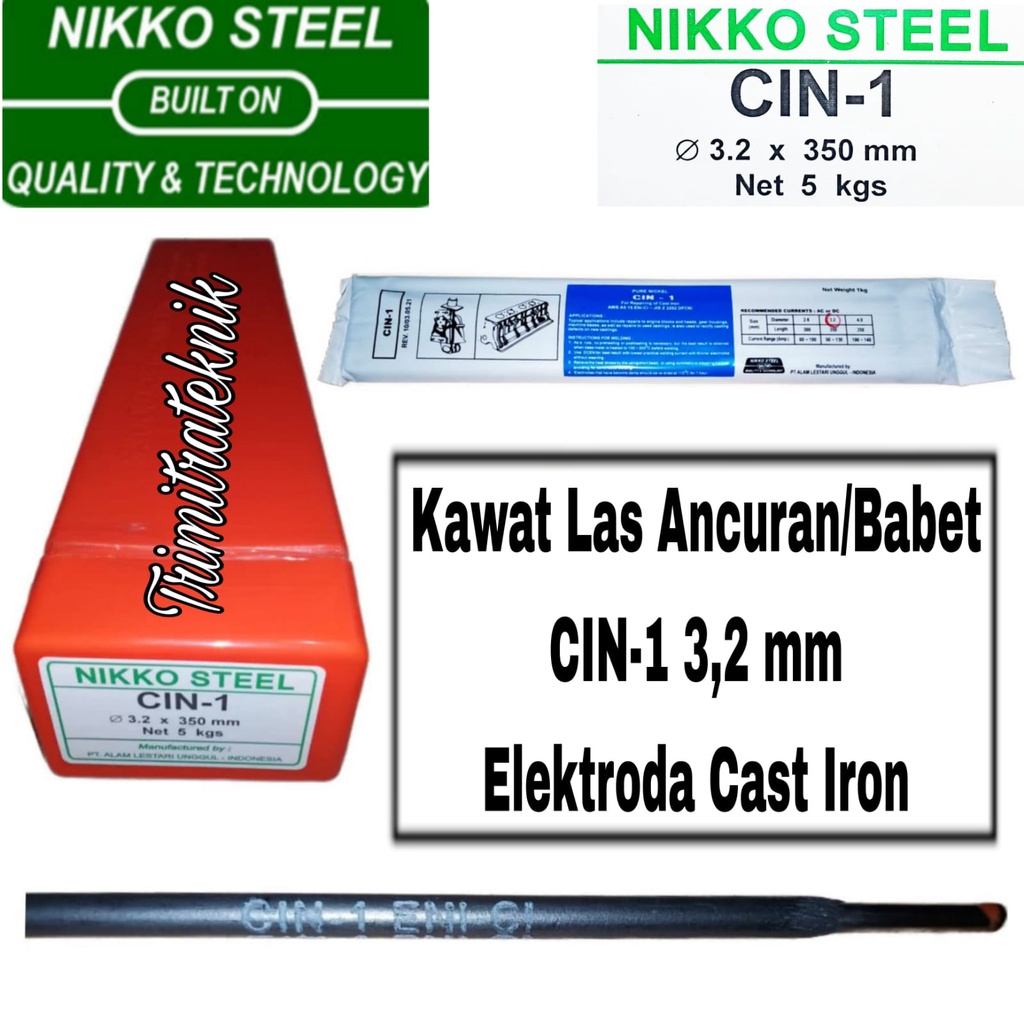 Jual Kawat Las Ancuran Las Babet CIN-1 3,2mmx350mm 1 Kg Produk Nikko ...