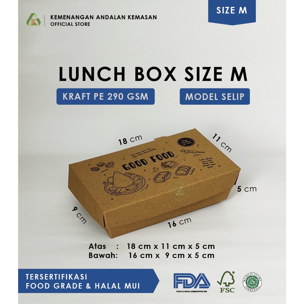 Jual Paper Lunch Box S,M,L/ Kotak makanan coklat polos/ lunch box selip ...
