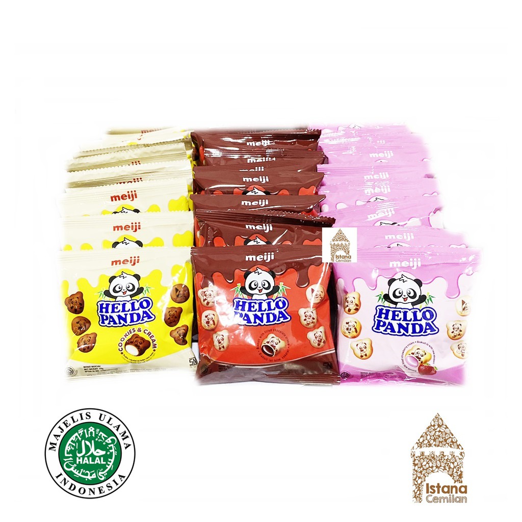 Jual Meiji Hello Panda Cokelat / Strawberry / Cookies Cream (isi 10 pcs ...