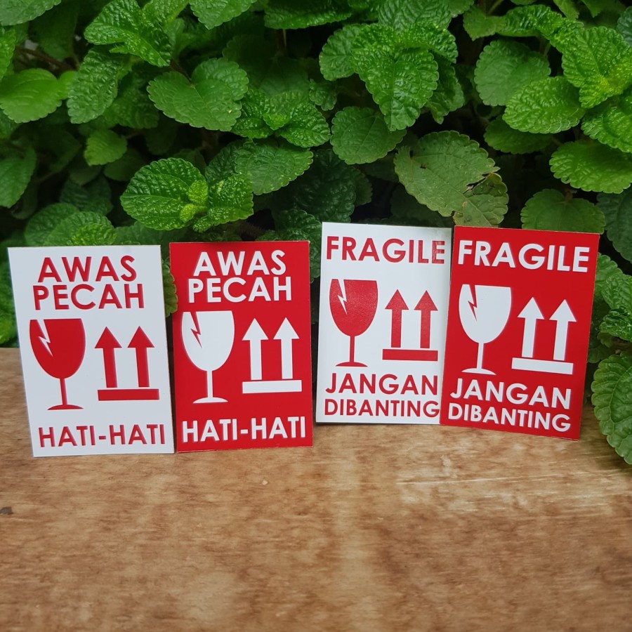 Jual stiker fragile handle with care awas pecah hati hati ukuran 6 x 4 ...
