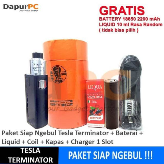 Jual VAPE TESLA TERMINATOR PAKET NGEBUL dan KOMPLIT (ROKOK ELEKTRIK ...