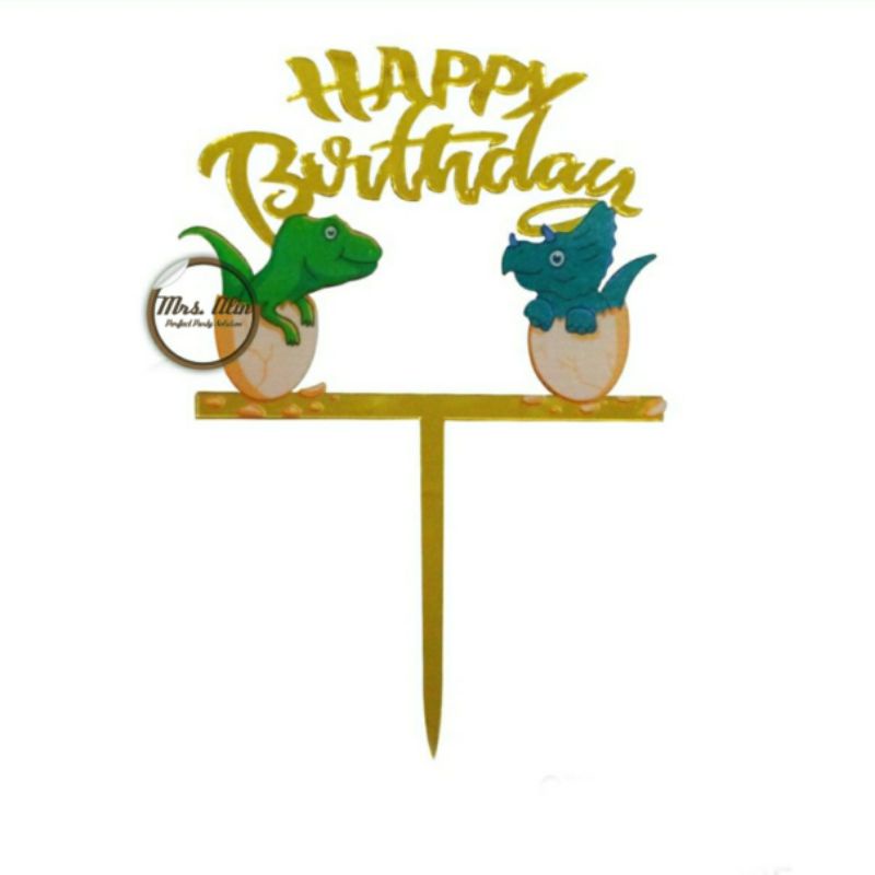 Jual Topper Cake Dinosaurus / Topper Cake Happy Birthday / Cake Topper ...