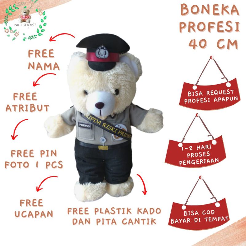 Jual Boneka profesi TNI Polisi Dokter 40cm | Shopee Indonesia
