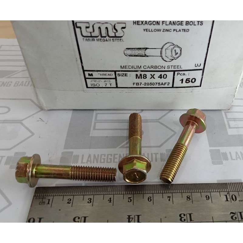Jual Baut Flange M8 x 40 Kuning / Baut Tapak Kunci 12 Panjang 4cm M8x40 | Shopee Indonesia