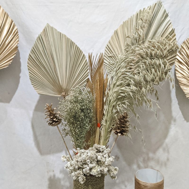 Jual PAKET HEMAT DAUN PALEM DEKORASI RUSTIC AESTHETIC Vas 20 cm/ paket ...